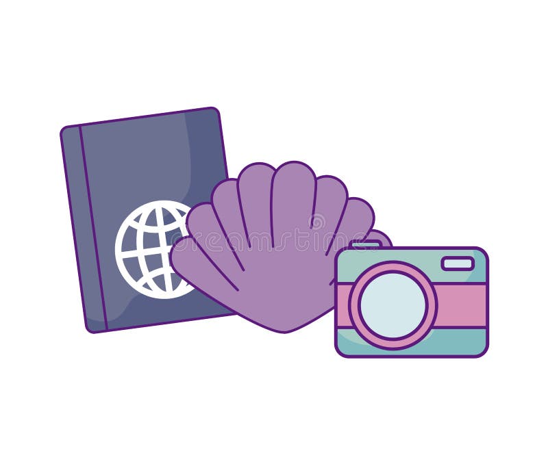 Passport Id with Seashell and Camera Stock Illustration - Illustration ...
