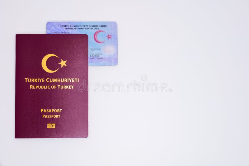 Passport and Identity Card Republic of Turkey on White Stock Image ...