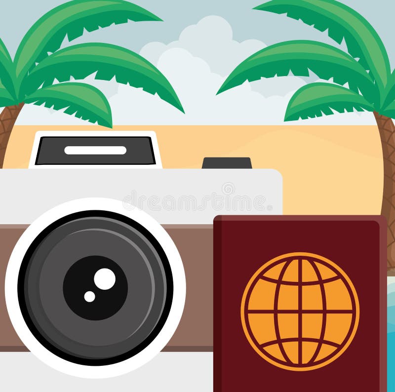 Passport International Document with Camera Stock Illustration ...