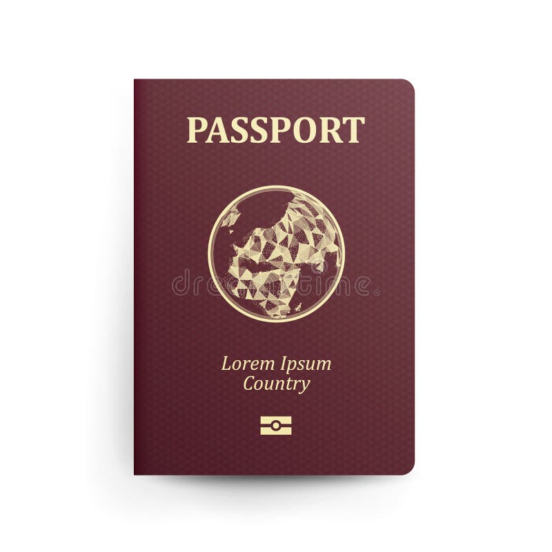 Passport with Map. Realistic Vector Illustration. Red Passport with ...