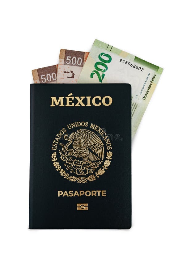 Passport from Mexico and Bills, Top View Stock Image - Image of white ...
