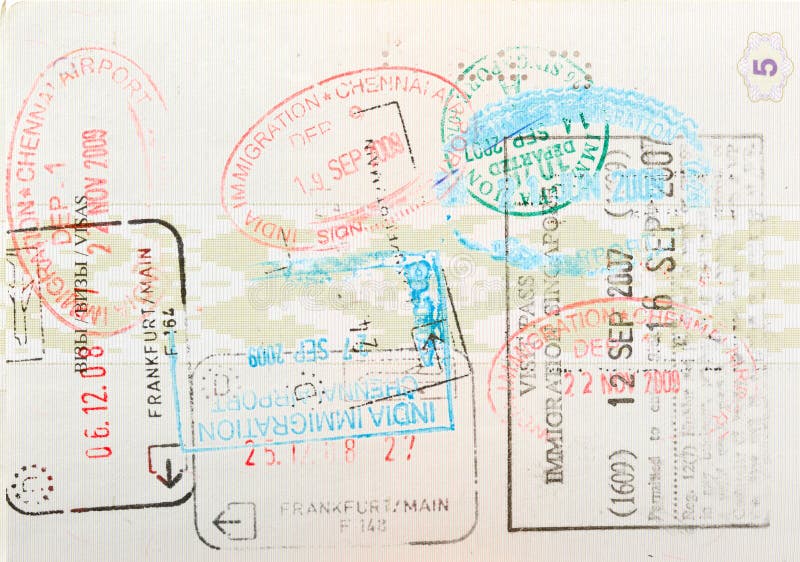 Passport Page with Immigration Stamps Stock Image - Image of color ...