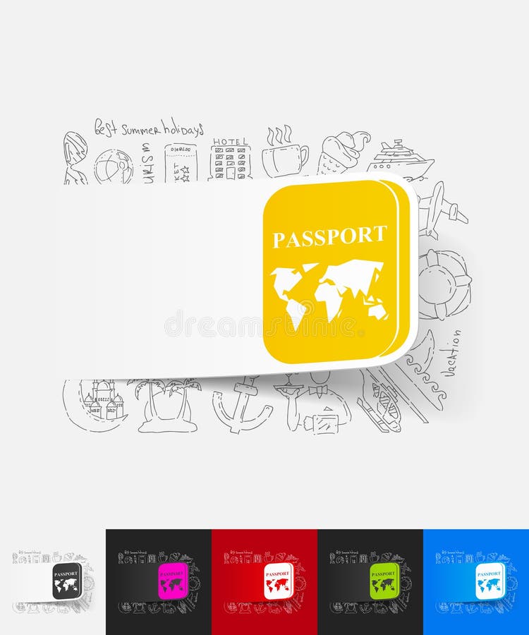 Passport Paper Sticker with Hand Drawn Elements Stock Vector ...