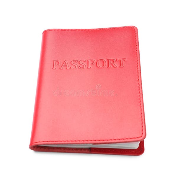 Passport in Red Leather Case Isolated on White Stock Image - Image of ...