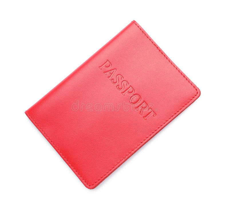 Passport in Red Leather Case Isolated, Top View Stock Photo - Image of ...