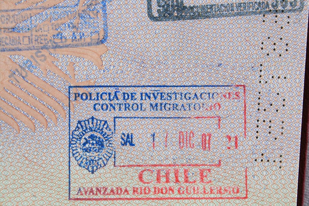 Passport stamp of Chile stock image. Image of migration - 7252831