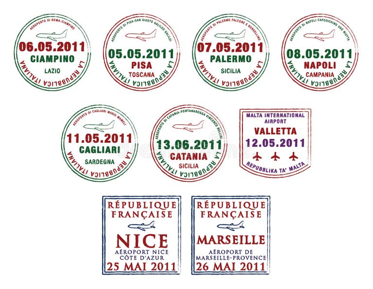 European Passport Stamps Stock Illustrations – 250 European Passport ...