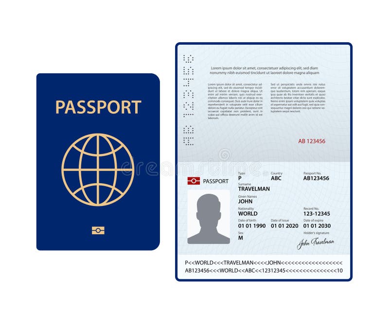 Passport Template. International ID. Travel Document Stock Vector ...