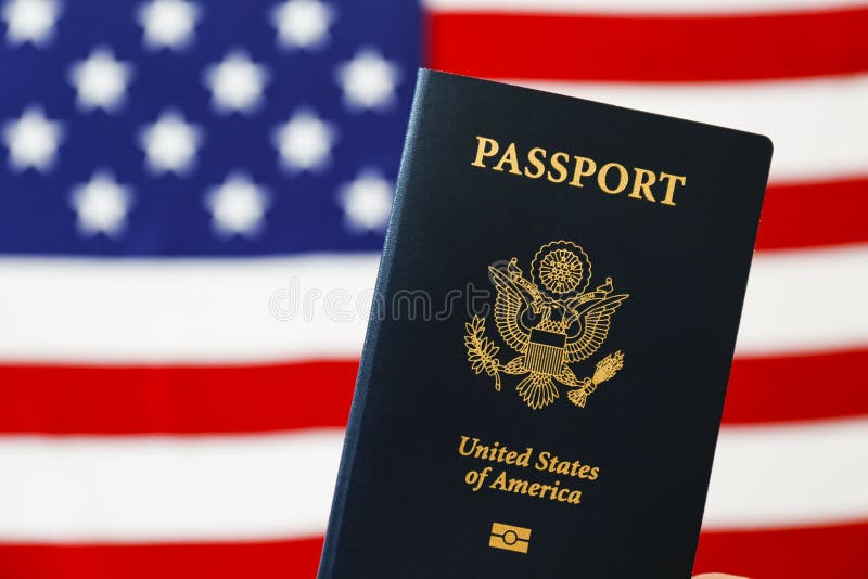 Passport of the US Citizen. Identification Document Over Bright ...