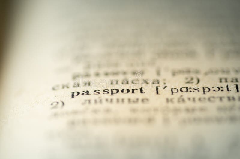Passport word dictionary stock image. Image of vintage - 278045231