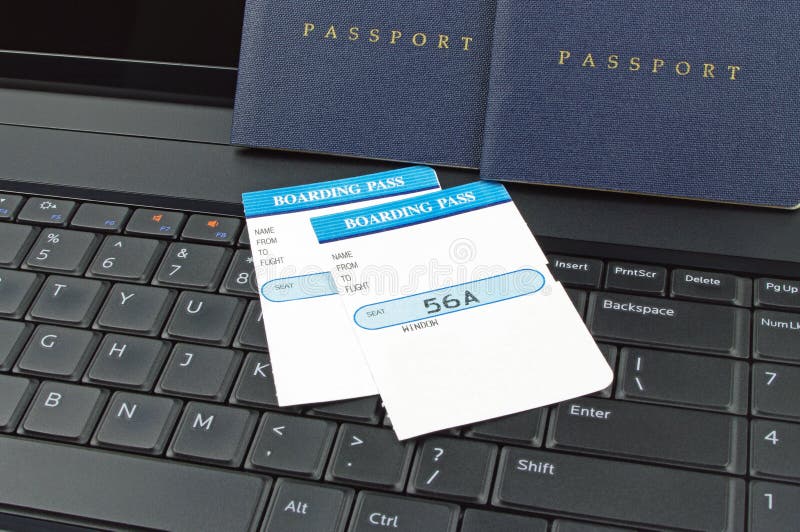Passports Boarding Pass and Computer Stock Photo - Image of purchase ...
