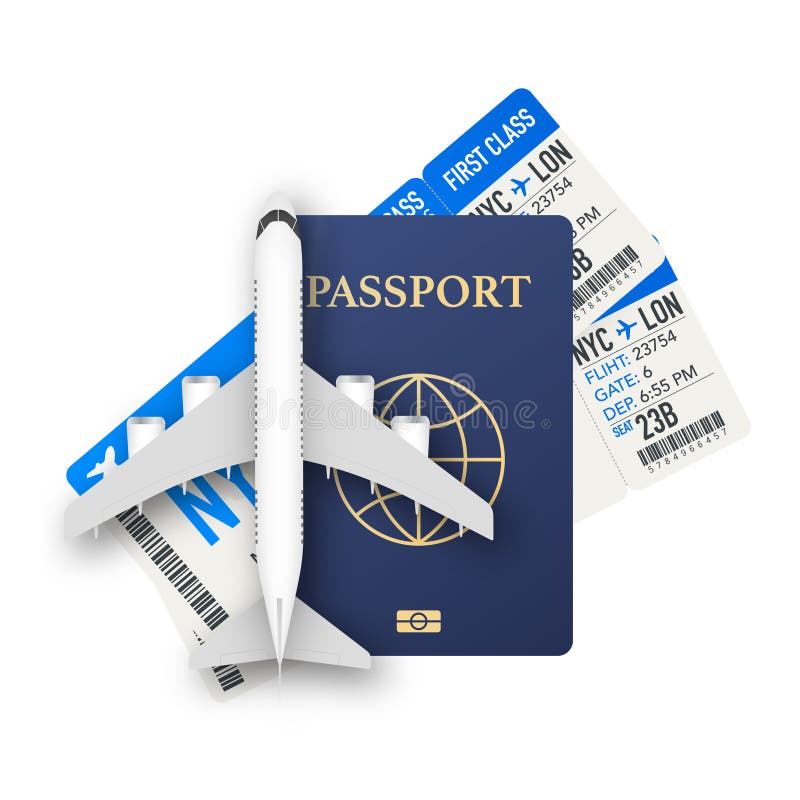 Passports Boarding Passes And Airplane Travel Concept Booking