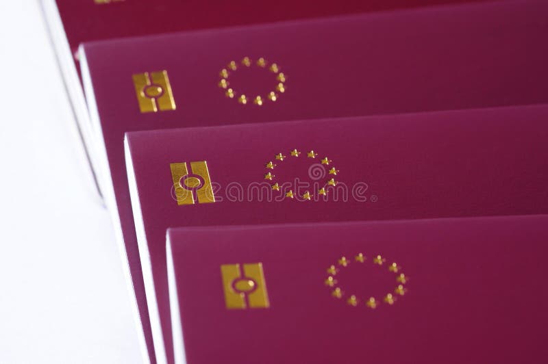 Passports of European Union, Biometric Stock Image - Image of business ...