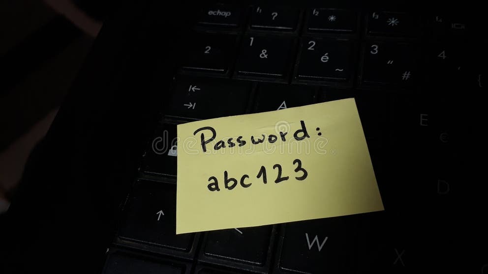 Password : Abc123 on Sticky Notes Stock Photo - Image of identification ...
