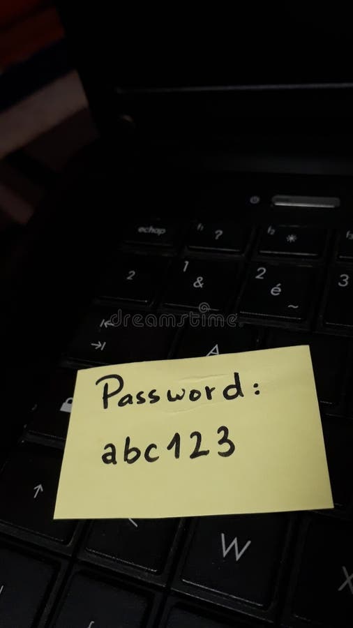 Password : Abc123 on Sticky Notes Stock Image - Image of desk, identity ...