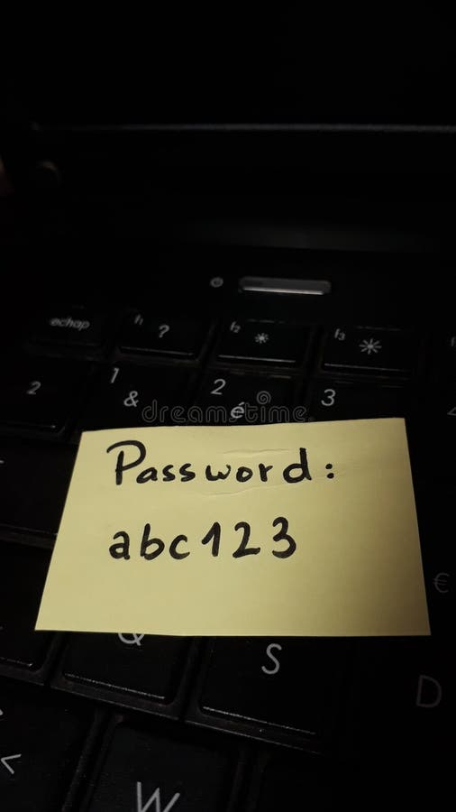 Password : Abc123 on Sticky Notes Stock Photo - Image of post ...