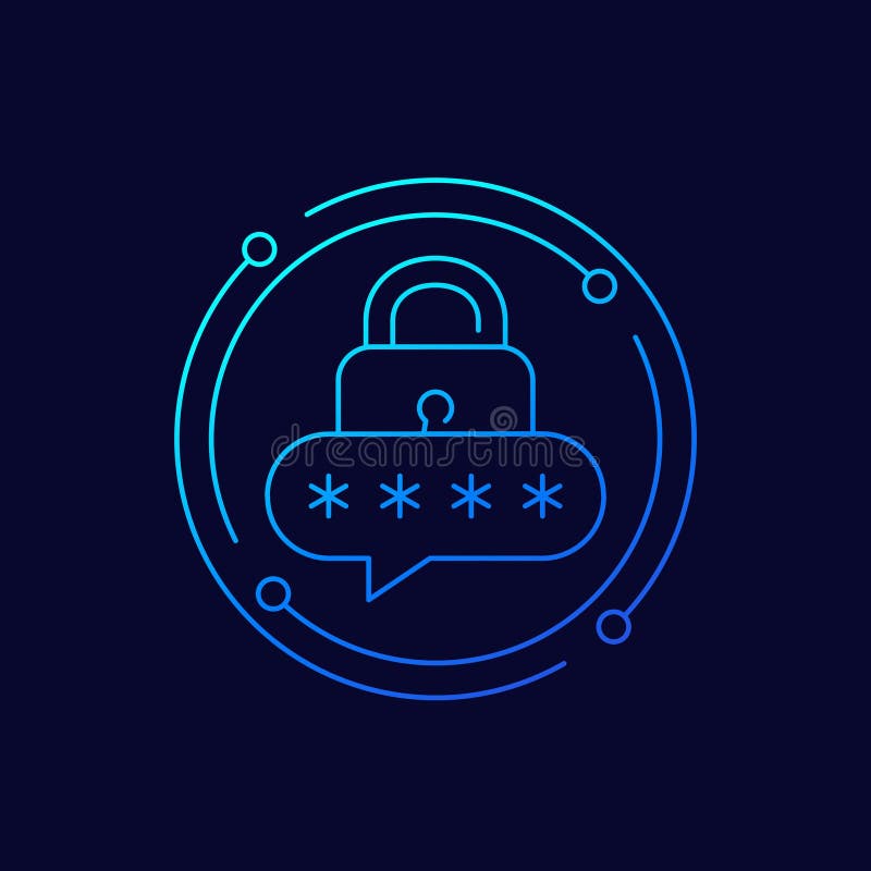 Password Access Icon, Linear Design Stock Vector - Illustration of ...