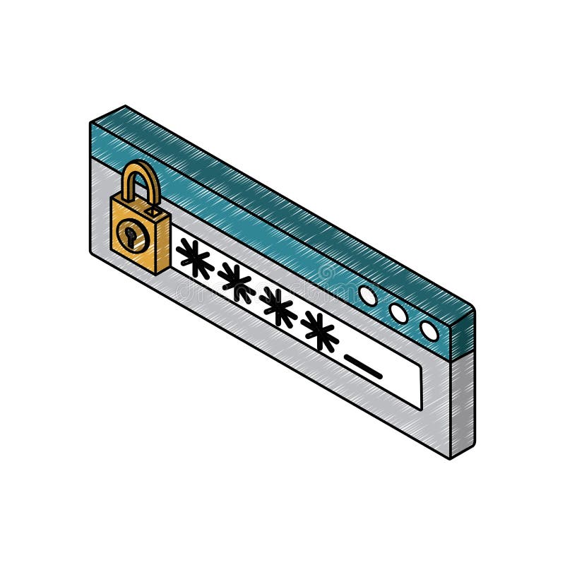 Password Bar with Padlock Blue Lines Stock Vector - Illustration of ...