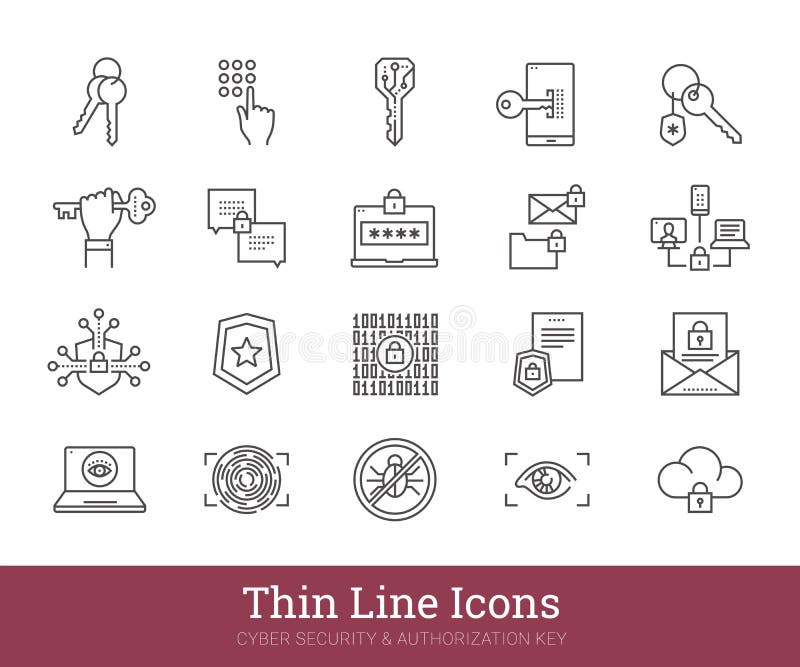 Password, Computer System Protection, Cyber Security Icons. Vector Clip ...