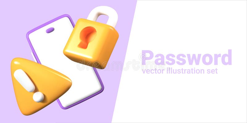 Password Concept on Phone. Realistic Smartphone, Padlock, Triangular ...