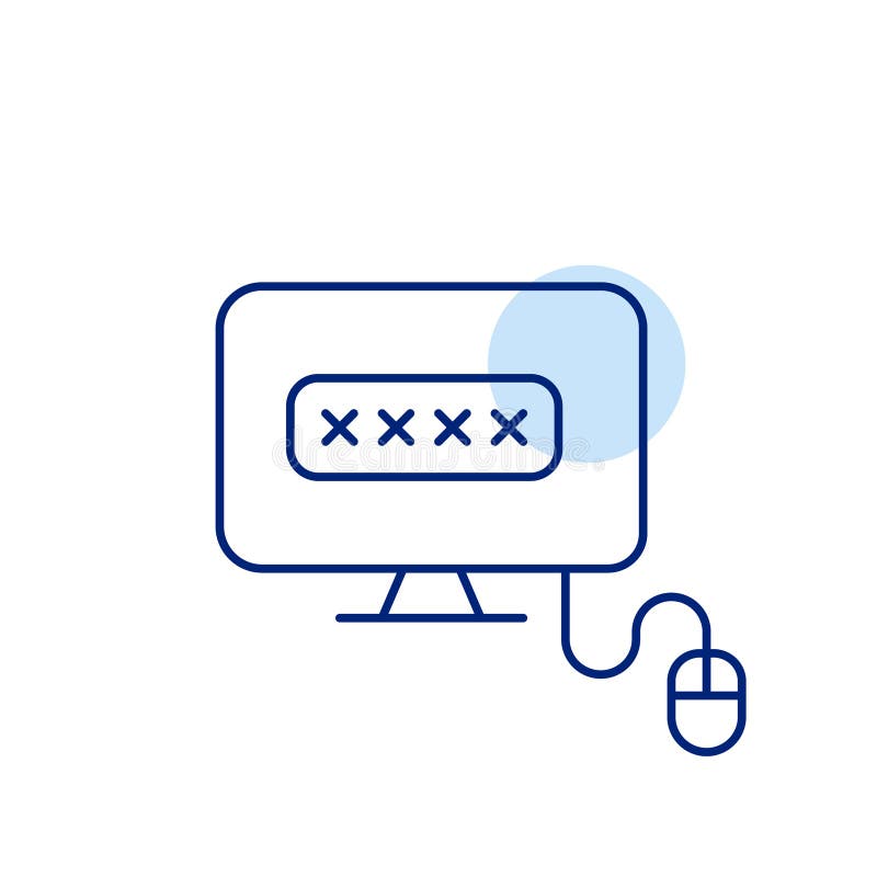 Password Covered By Asterisks In Input Box Computer Monitor With Mouse Secure Account Access
