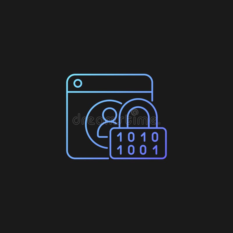 Password Encryption Gradient Vector Icon For Dark Theme Stock Vector Illustration Of Outline