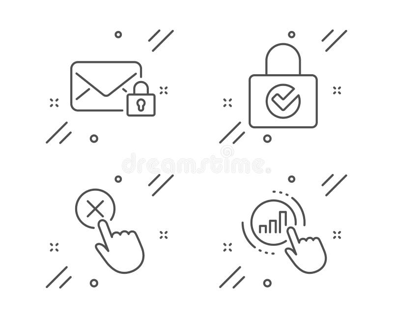 Password Encryption, Reject Click and Secure Mail Icons Set. Graph Chart Sign. Vector Stock ...