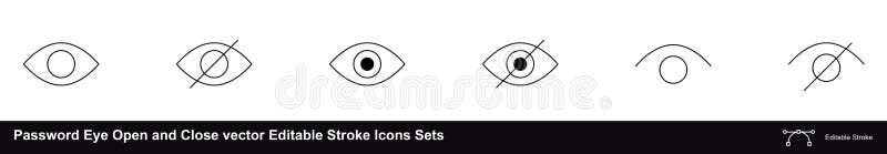 Password Vector Editable Stroke Icons Sets Stock Vector - Illustration ...