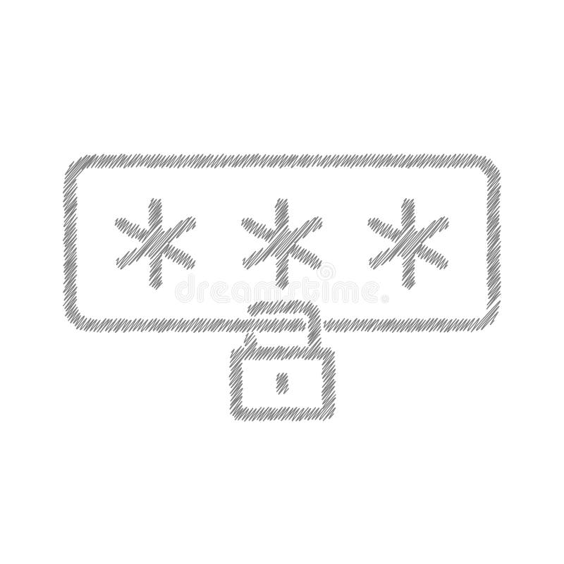 Password Field White Sketch Vector Icon Protection Secure Access