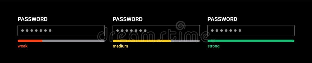 Password Form Template Strong Weak Box. Password Computer Account Screen Code Vector Interface ...