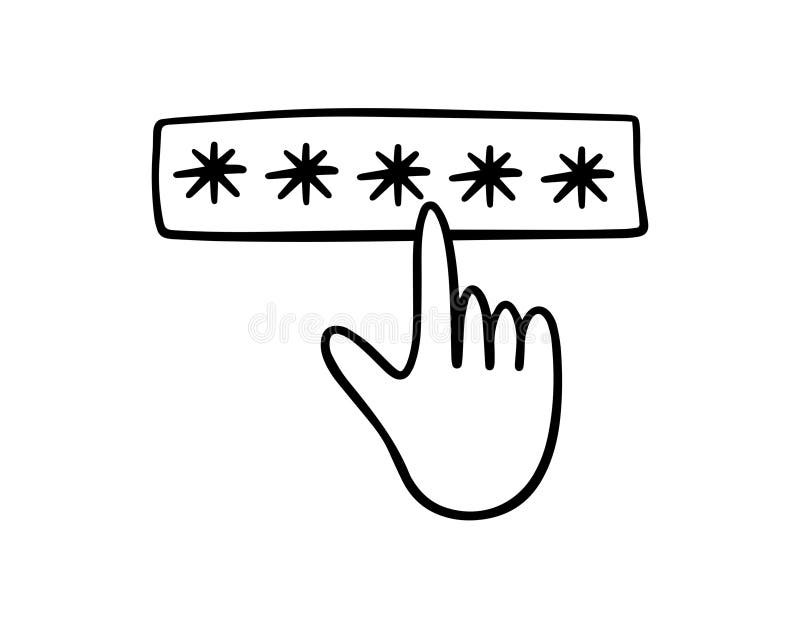 Password with Hand Doodle Isolates Sign. Hand Drawn Outline Doodle ...
