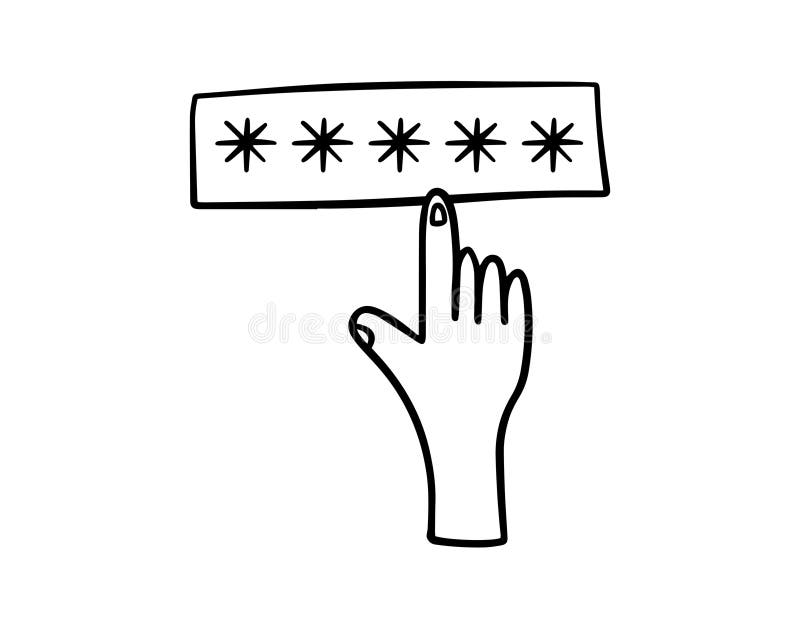Password with Hand Doodle Isolates Sign. Hand Drawn Outline Doodle ...