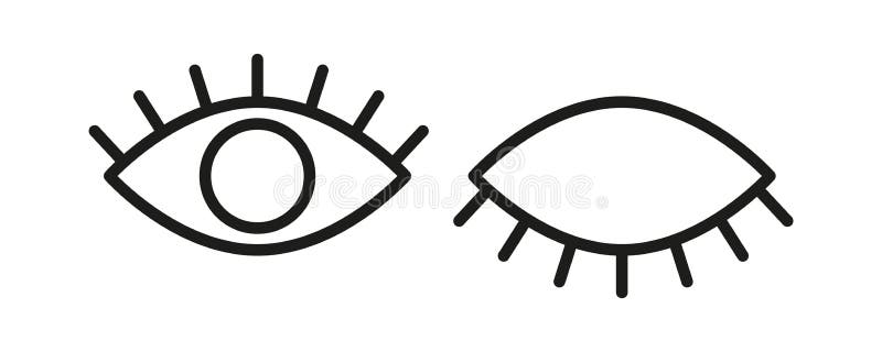 Password Hidding Icons Set. Icons of Eyes with Eyelashes for Password ...