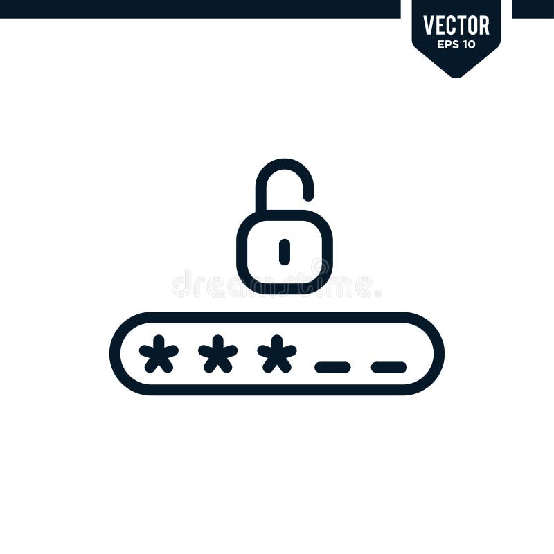 Password Icon Collection in Line Style Stock Vector - Illustration of ...