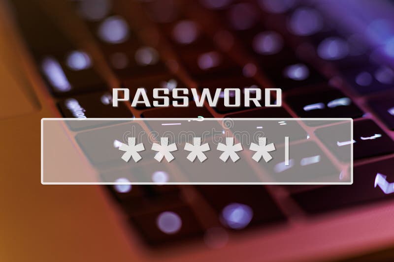 Password Input on Blurred Laptop Keyboard Background Stock Photo ...