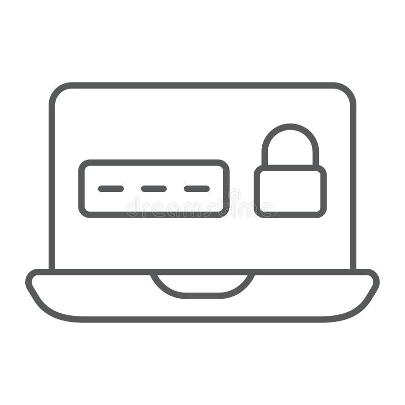 Password on Laptop Thin Line Icon, Device and Safety, Notebook Secure ...