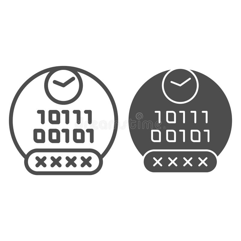 Password Line and Glyph Icon. Pin Code Vector Illustration Isolated on ...