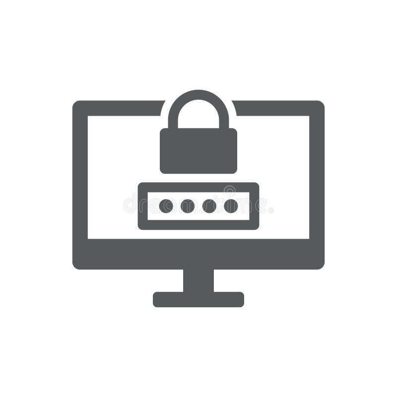 Computer Password Lock Icon Stock Vector - Illustration of sketch ...