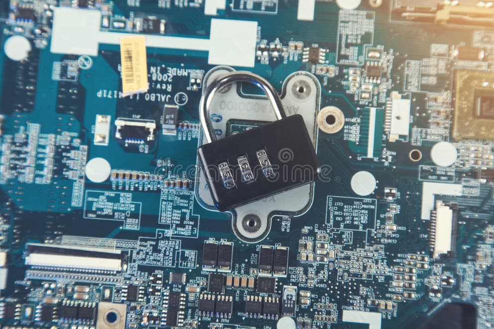 Password Lock on the Computer Motherboard Stock Image - Image of virus ...