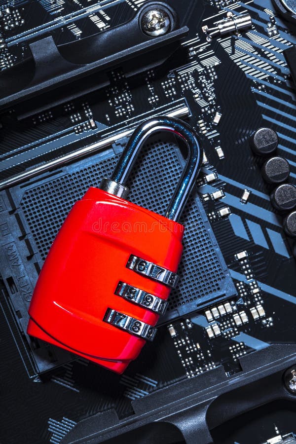 Password Lock on Computer Motherboard-concept of Information Security ...