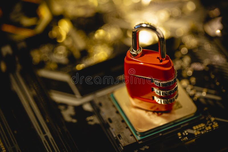 Password Lock on Computer Motherboard-concept of Information Security ...
