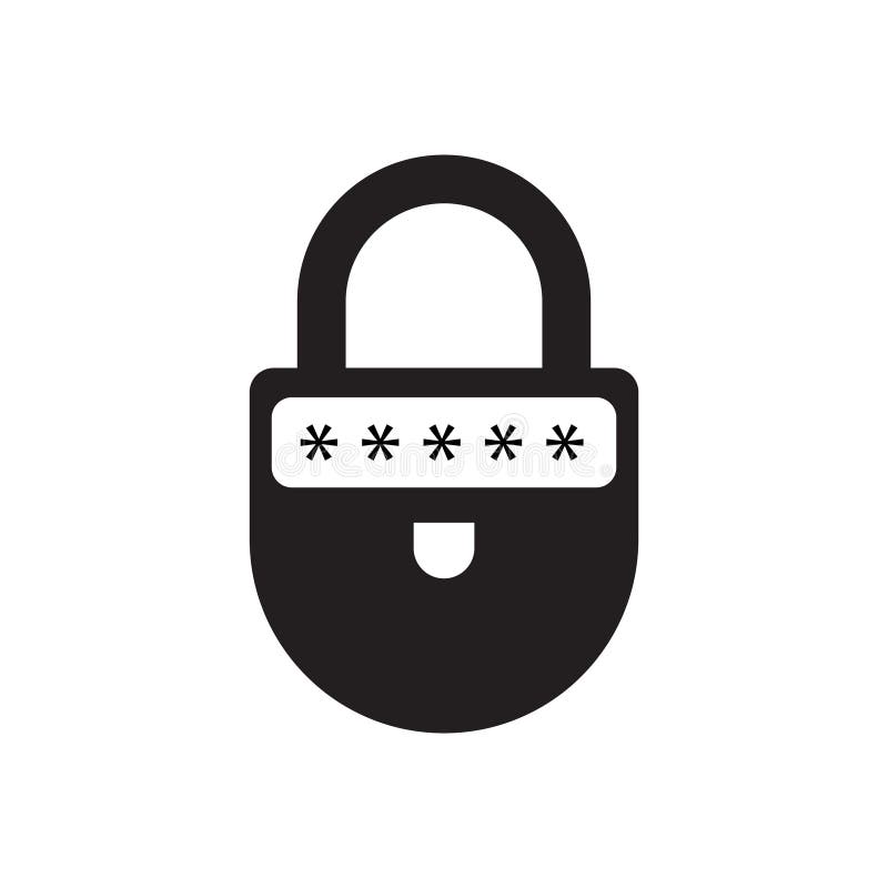 Password Lock Icon. Black Silhouette with Asterisks. Simple Security ...
