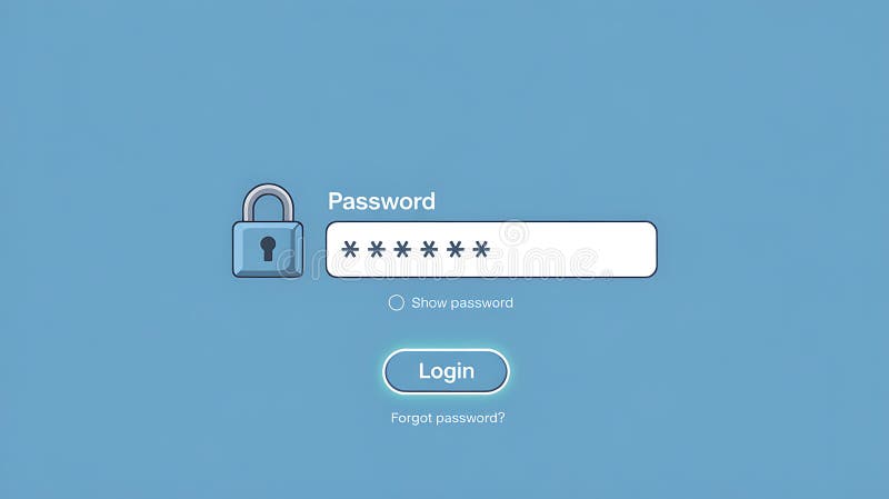Password Login Screen with Security Lock Interface Stock Illustration - Illustration of access ...