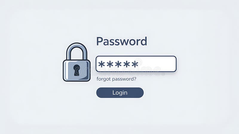 Password Login Screen with Security Lock and Stars Stock Illustration ...