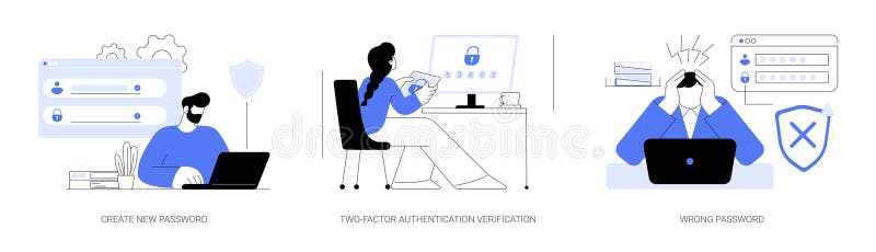 Password Management Isolated Cartoon Vector Illustrations Set. Stock ...