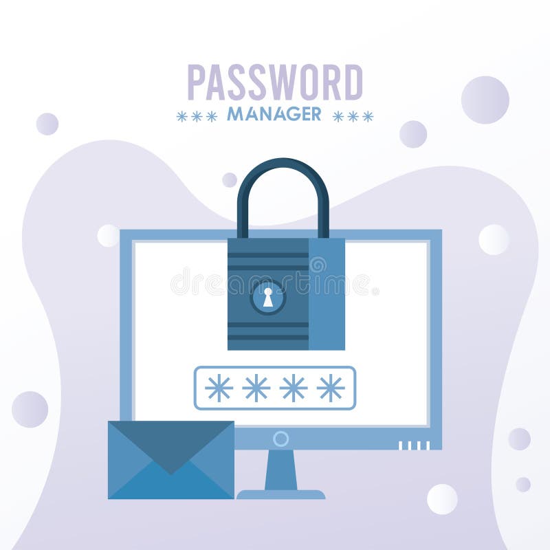 Password Manager Theme with Padlock and Envelope in Desktop Stock ...
