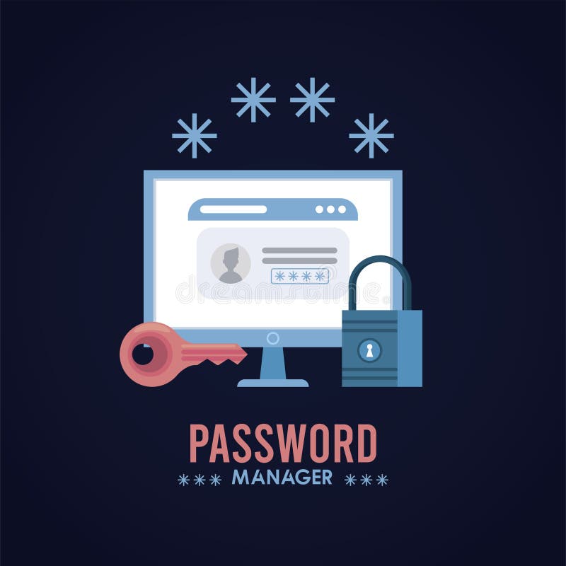 Password Manager Theme with Padlock and Web Template in Desktop Stock ...