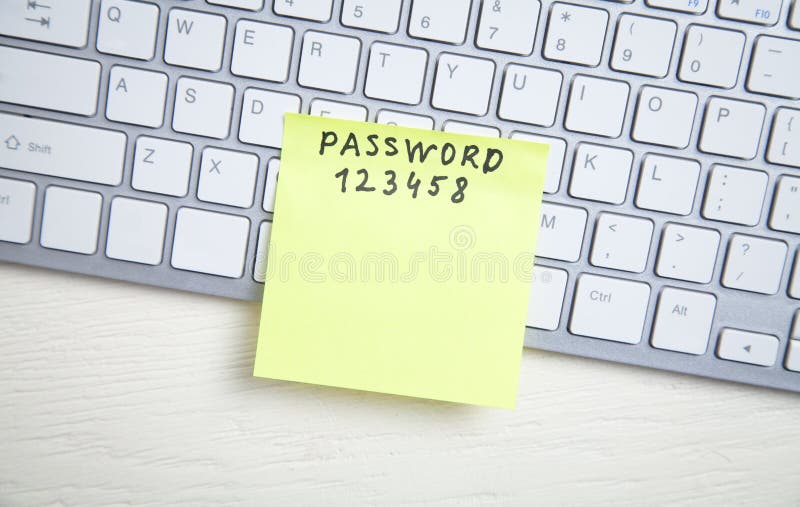 Password Message Written on Sticky Notes. Smartphones, Padlock on the ...