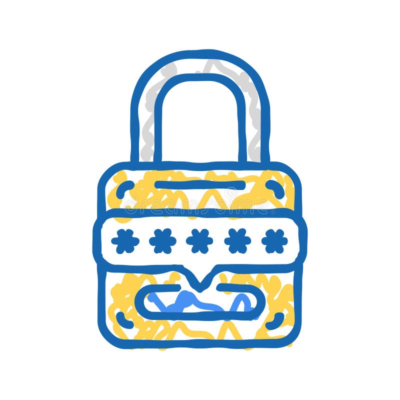 Password Padlock Icon Doodle Illustration Stock Vector - Illustration ...