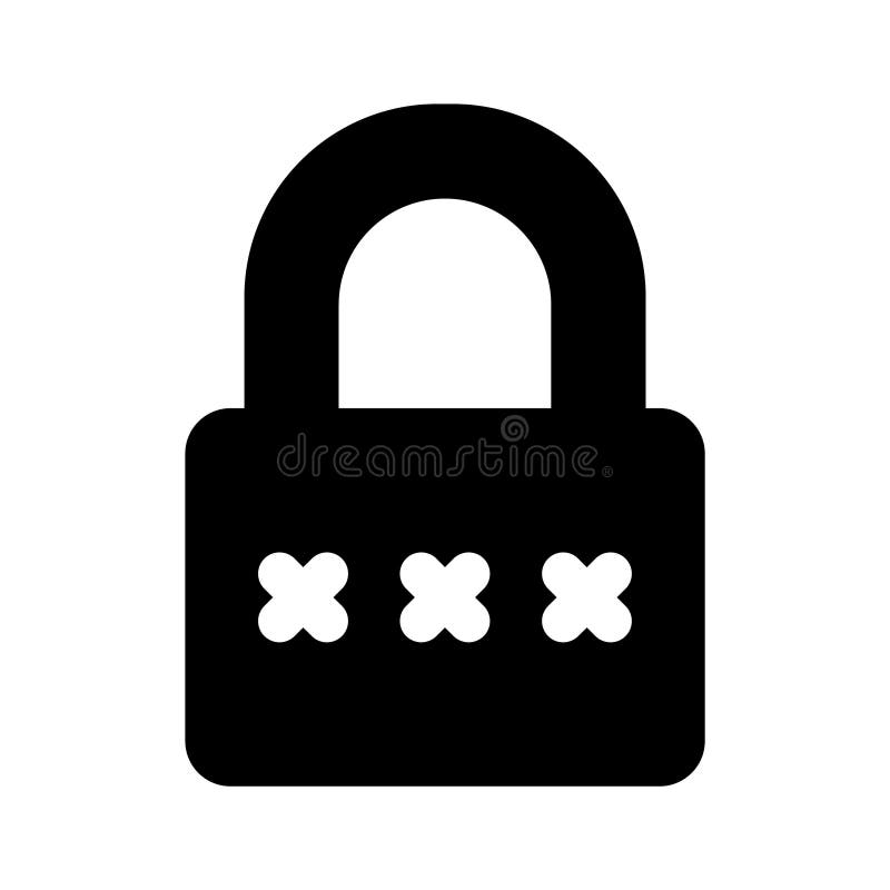 Password on Padlock, Icon of Security Protection Stock Illustration ...